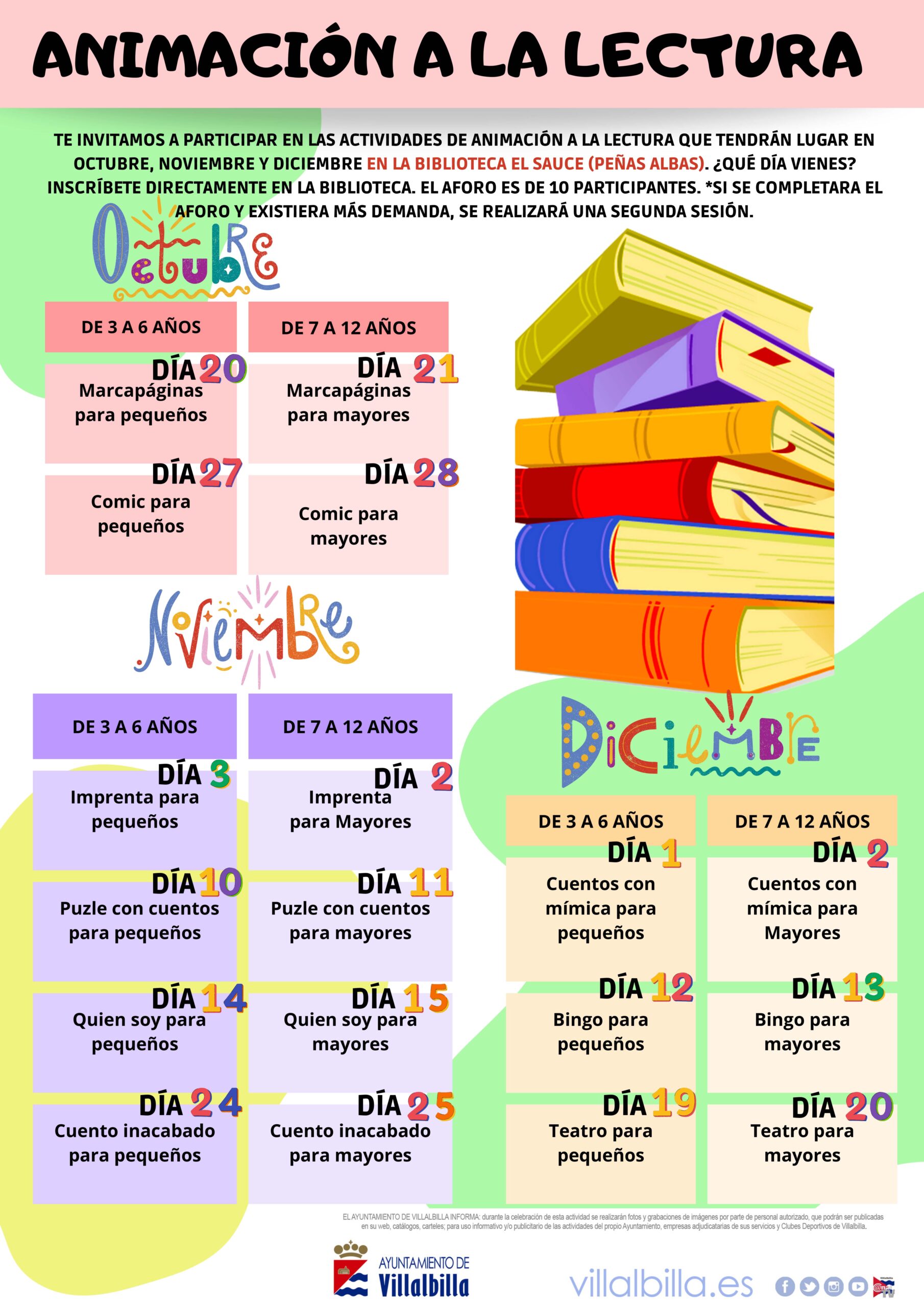 Próximos talleres de animación a la lectura en la biblioteca El Sauce
